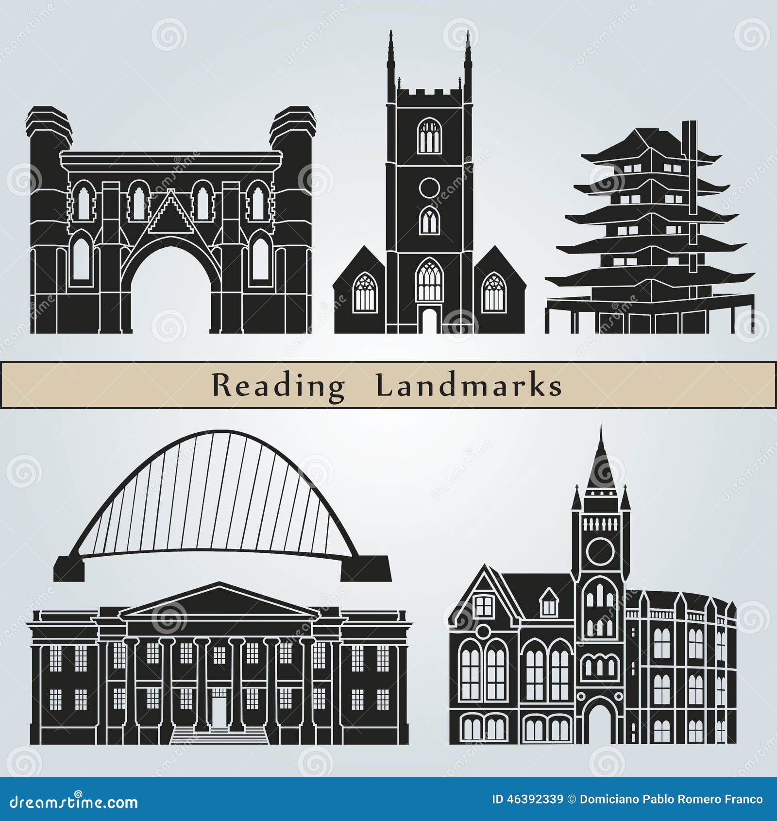 Reading Landmarks stock vector. Illustration of urban - 46392339