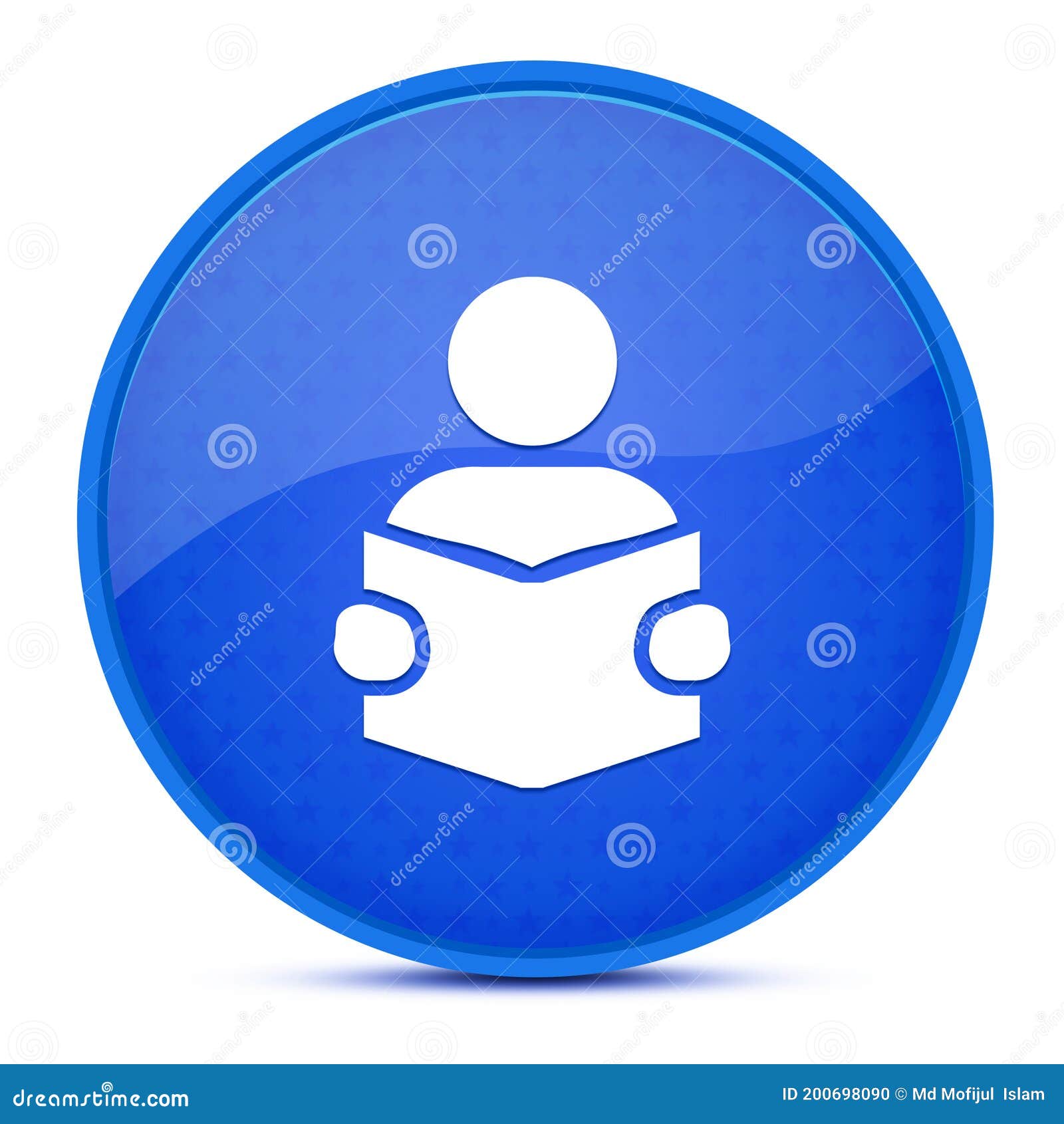 Reading Learning with Book Aesthetic Glossy Blue Round Button Abstract ...