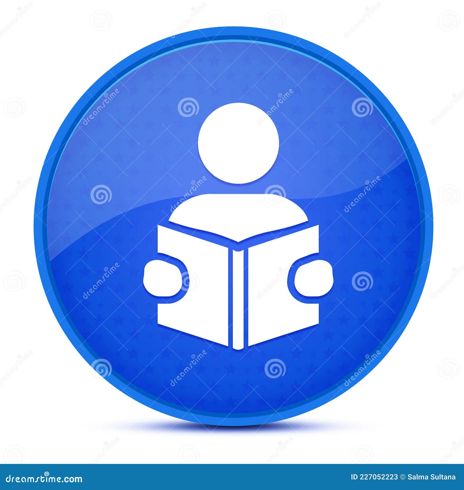 Reading Learning with Book Aesthetic Glossy Blue Round Button Abstract ...