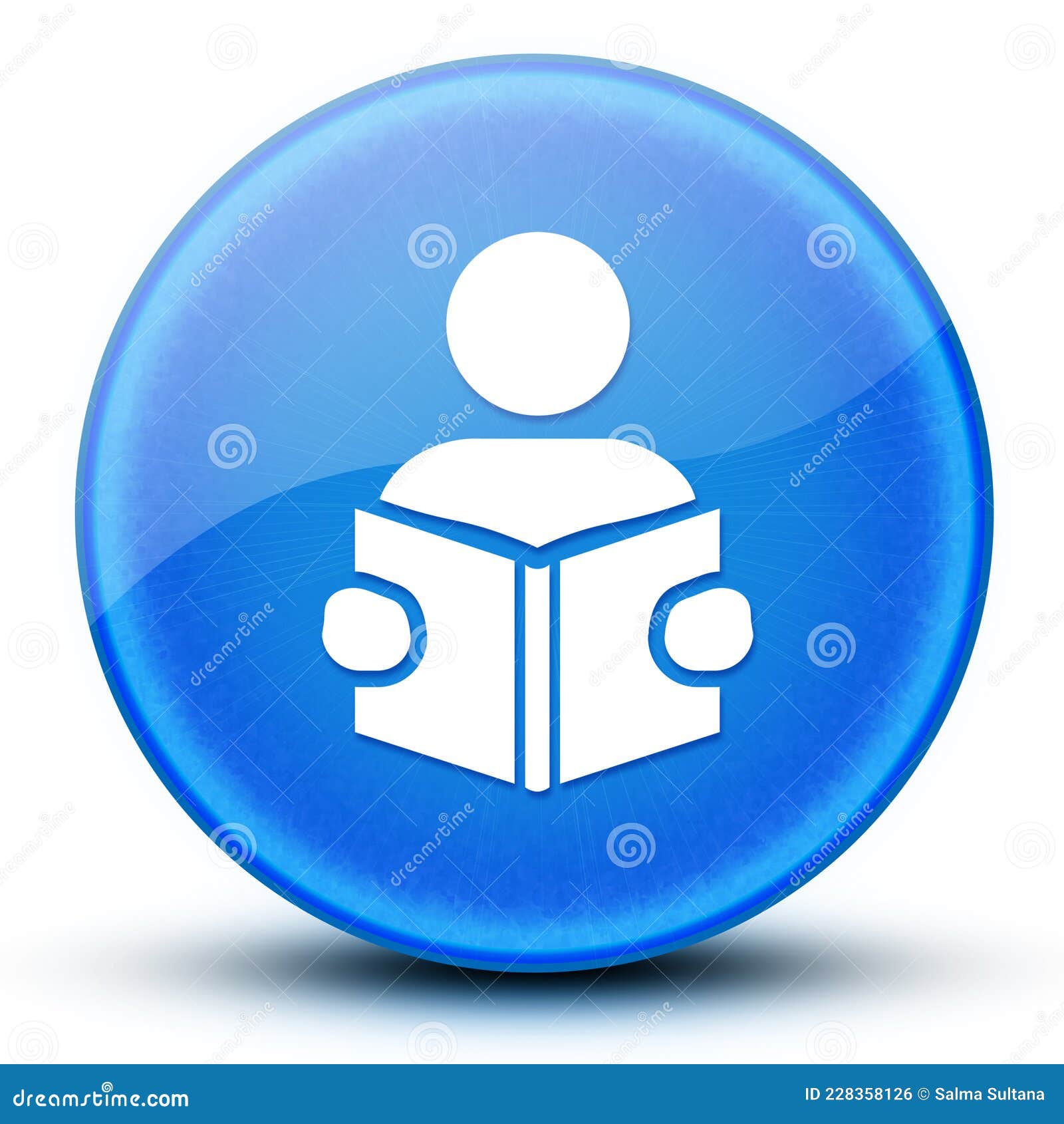 Reading Learning with Book Eyeball Glossy Elegant Blue Round Button ...