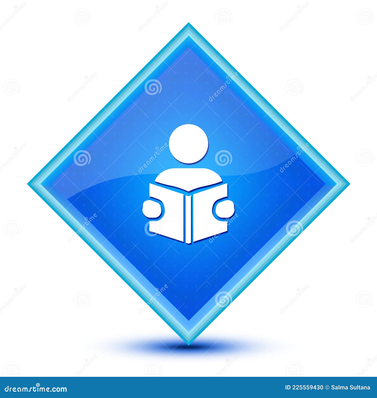 Reading Learning with Book Icon Isolated on Special Blue Diamond Button ...
