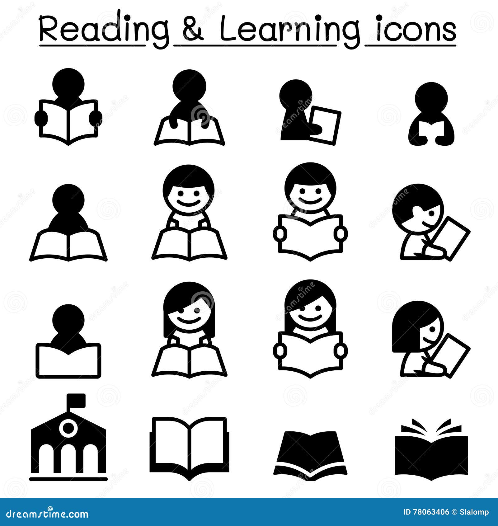 Reading , Learning , Study Icons Stock Vector - Illustration of ...