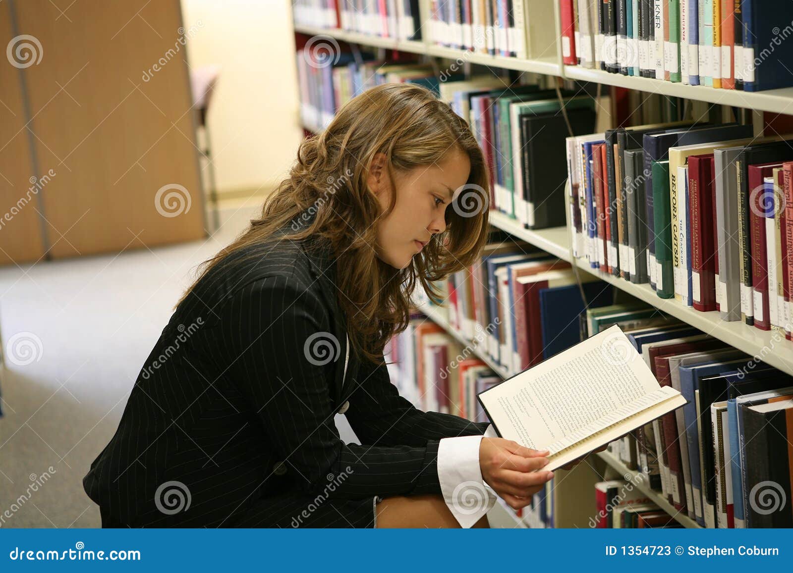 Reading in the Library stock image. Image of study, inside - 1354723