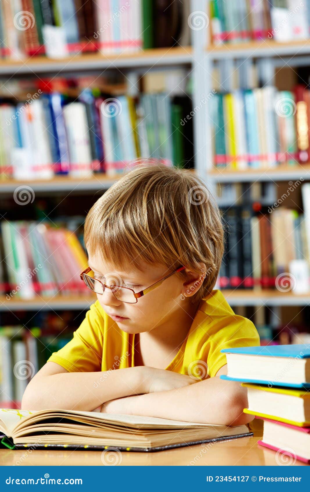 Reading in library stock image. Image of knowledge, cute - 23454127