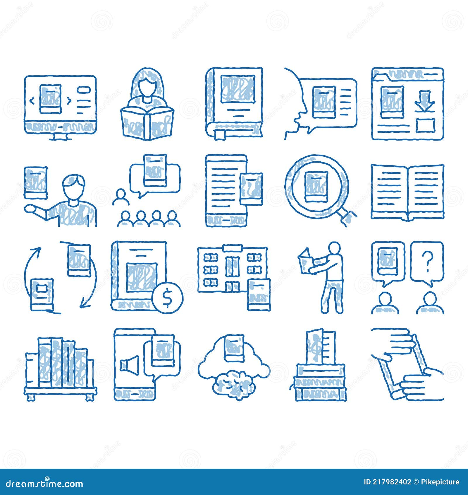 Reading Library Book Icon Hand Drawn Illustration Stock Vector ...