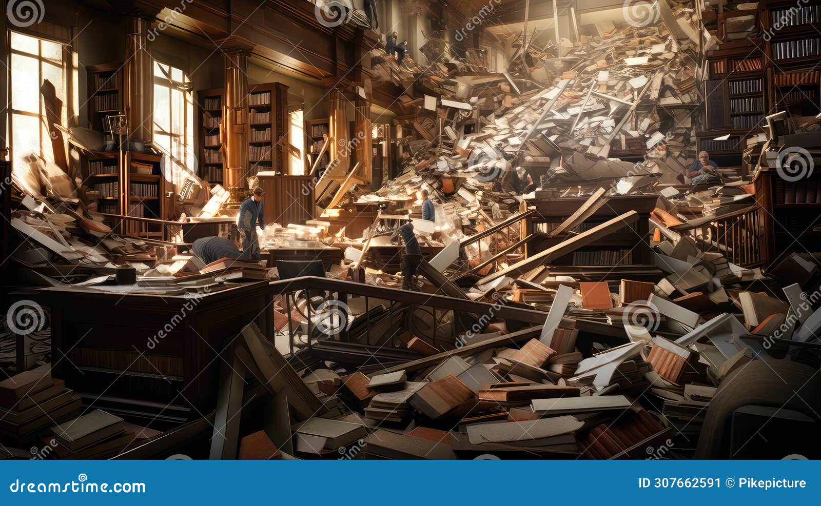 Reading library earthquake stock illustration. Illustration of disaster ...