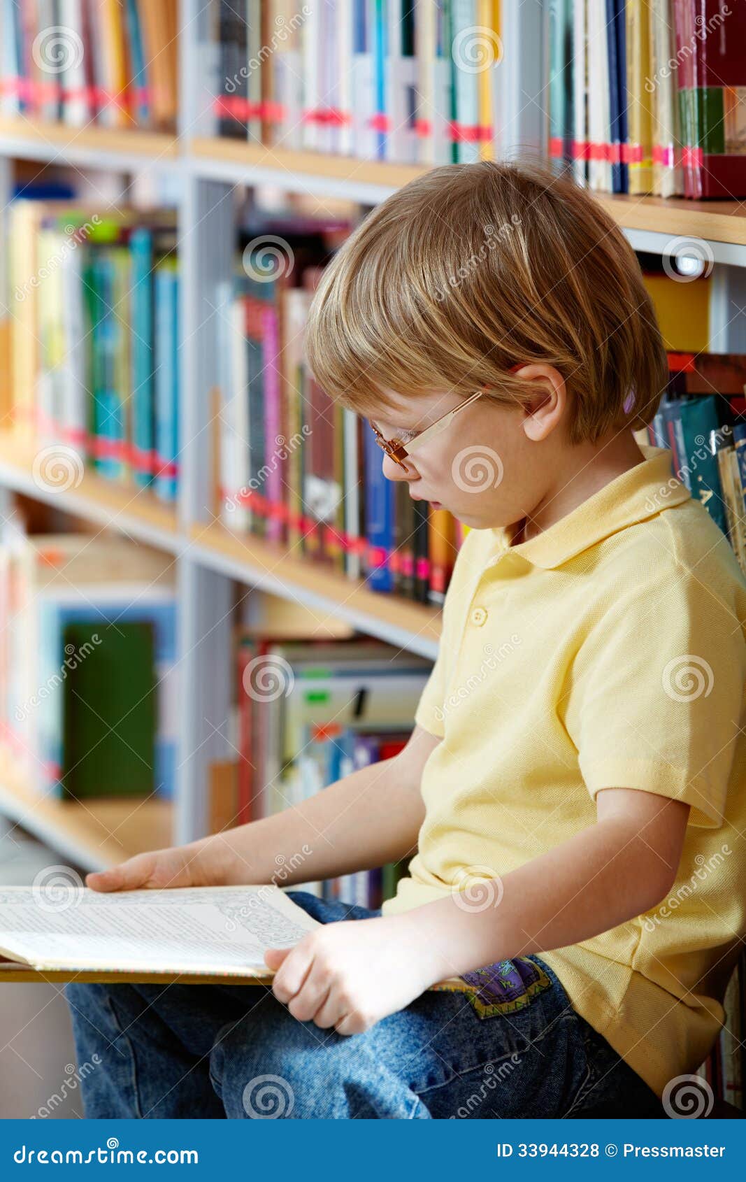 Reading in library stock photo. Image of bookstore, caucasian - 33944328