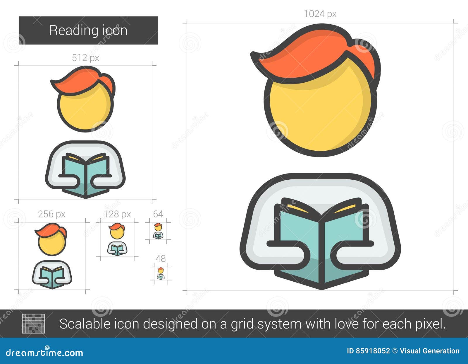 Reading line icon. stock vector. Illustration of education - 85918052