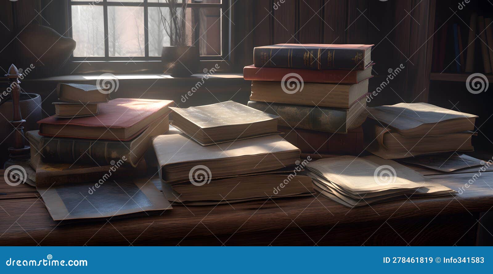 Reading Literature Books Hyper-realistic Textures Generative AI Stock ...