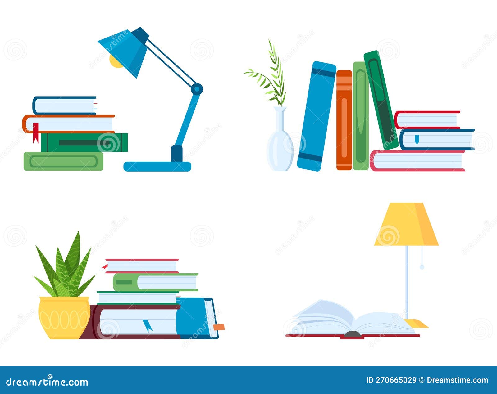 Reading Literature, Flat Book Stacks and Piles for Study Stock Vector ...