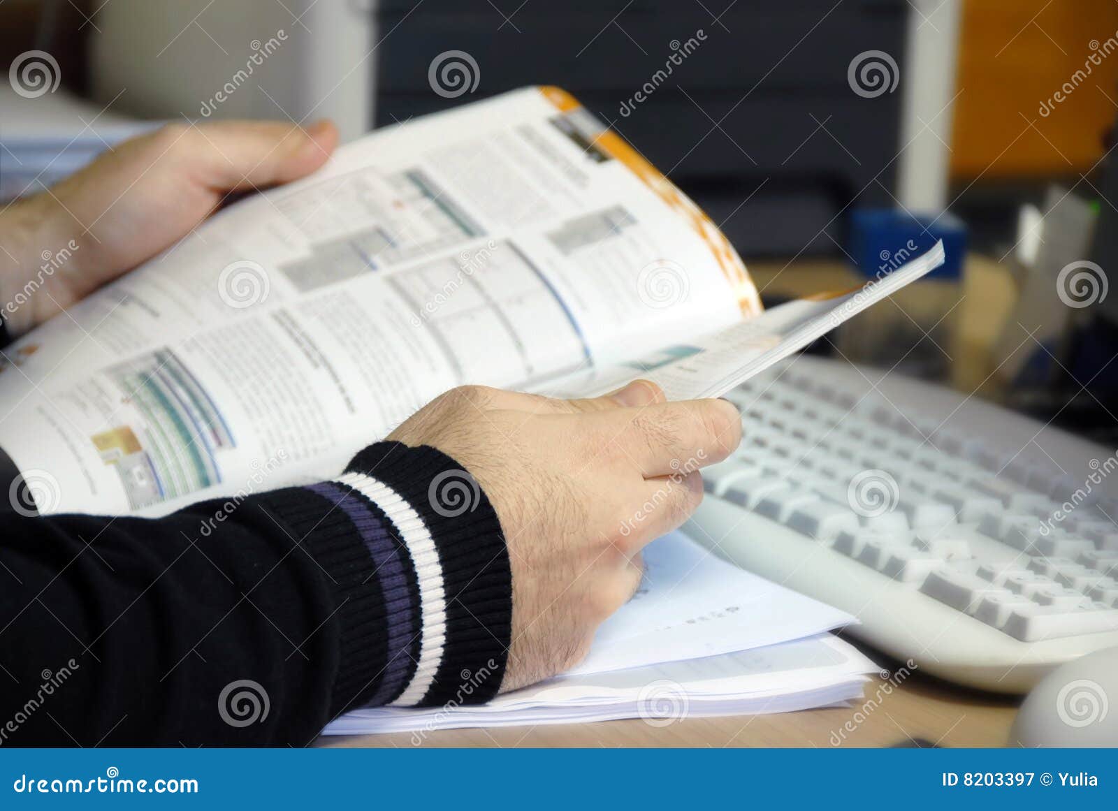 Reading a magazine stock image. Image of hands, fingers - 8203397