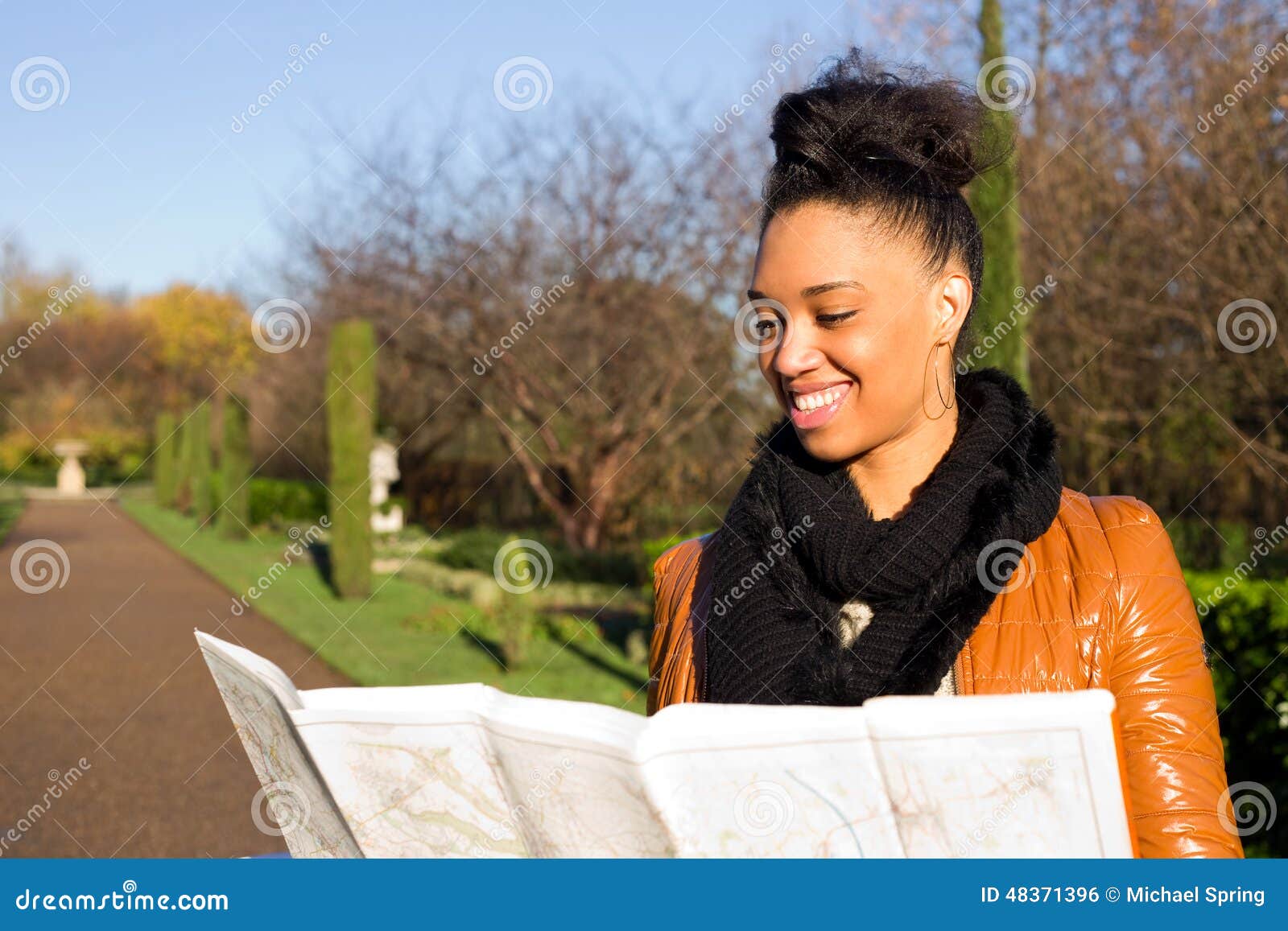 Reading map stock photo. Image of outside, girl, nature - 48371396