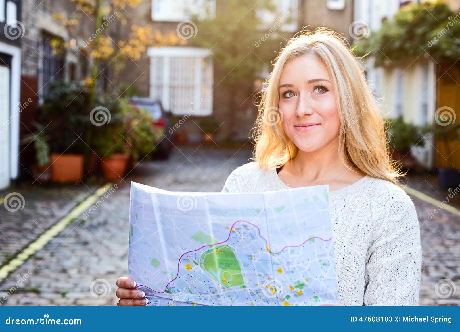 Reading map stock image. Image of caucasian, female, attractive - 47608103