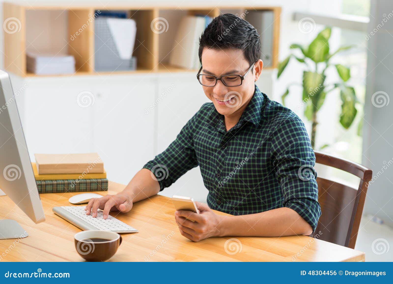Reading a message stock photo. Image of information, happy - 48304456