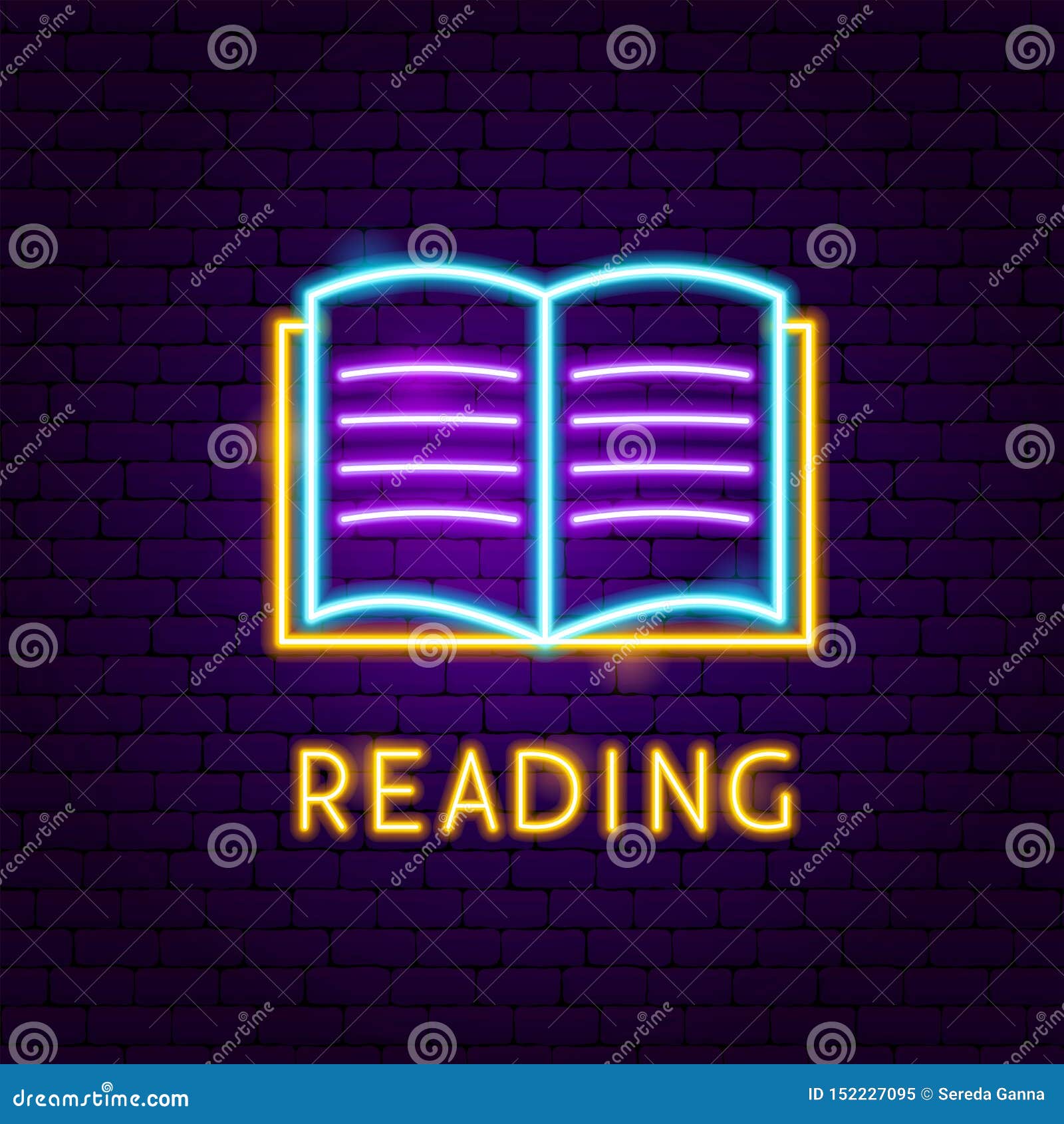Reading Neon Label stock vector. Illustration of label - 152227095