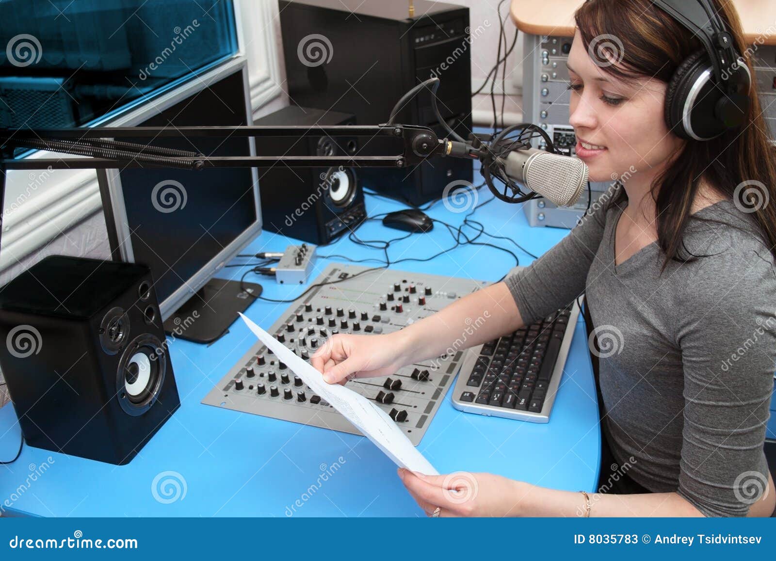 Reading news stock image. Image of profession, fader, headphones - 8035783