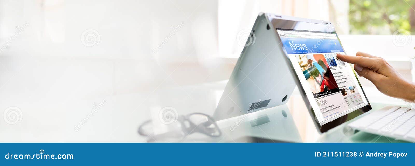 Reading News Website or Electronic Newspaper Stock Photo - Image of ...