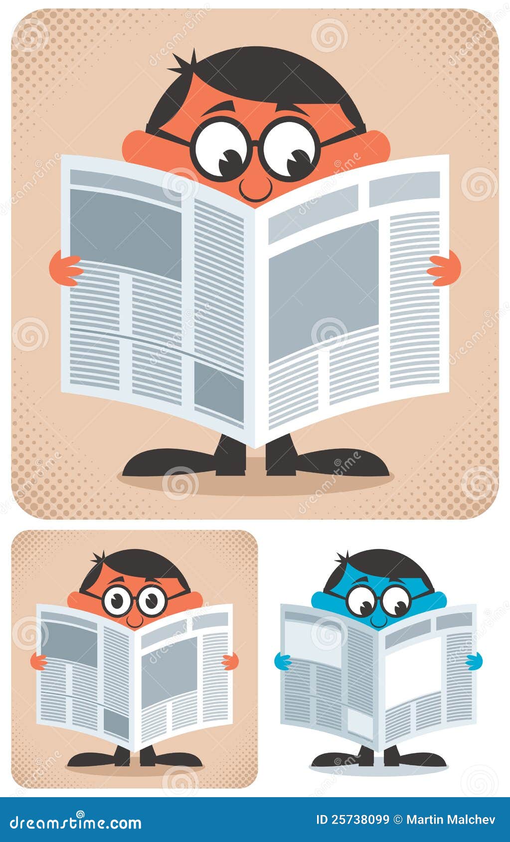 Man Reading Newspaper Flat Vector Illustration | CartoonDealer.com ...