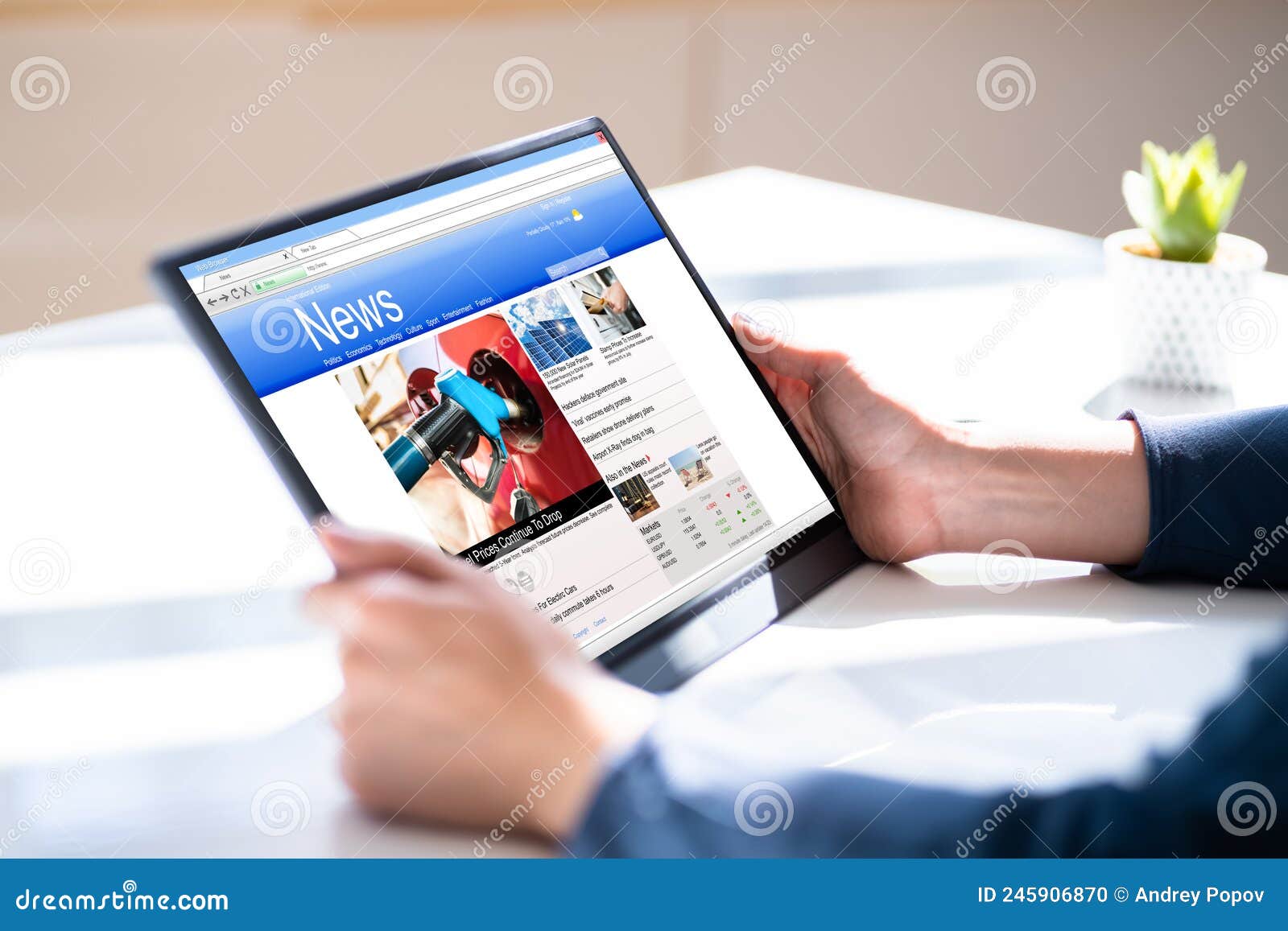 Reading Newspaper Article on Tablet Stock Photo - Image of tablet, read ...