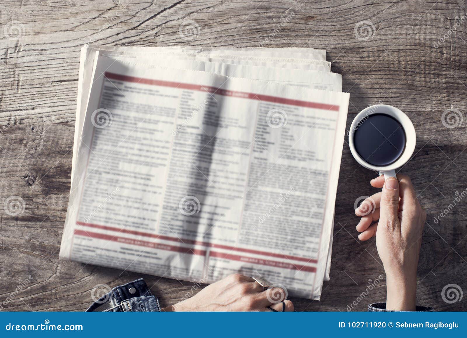 Reading Newspaper on the Desk Stock Photo - Image of reading, coffee ...