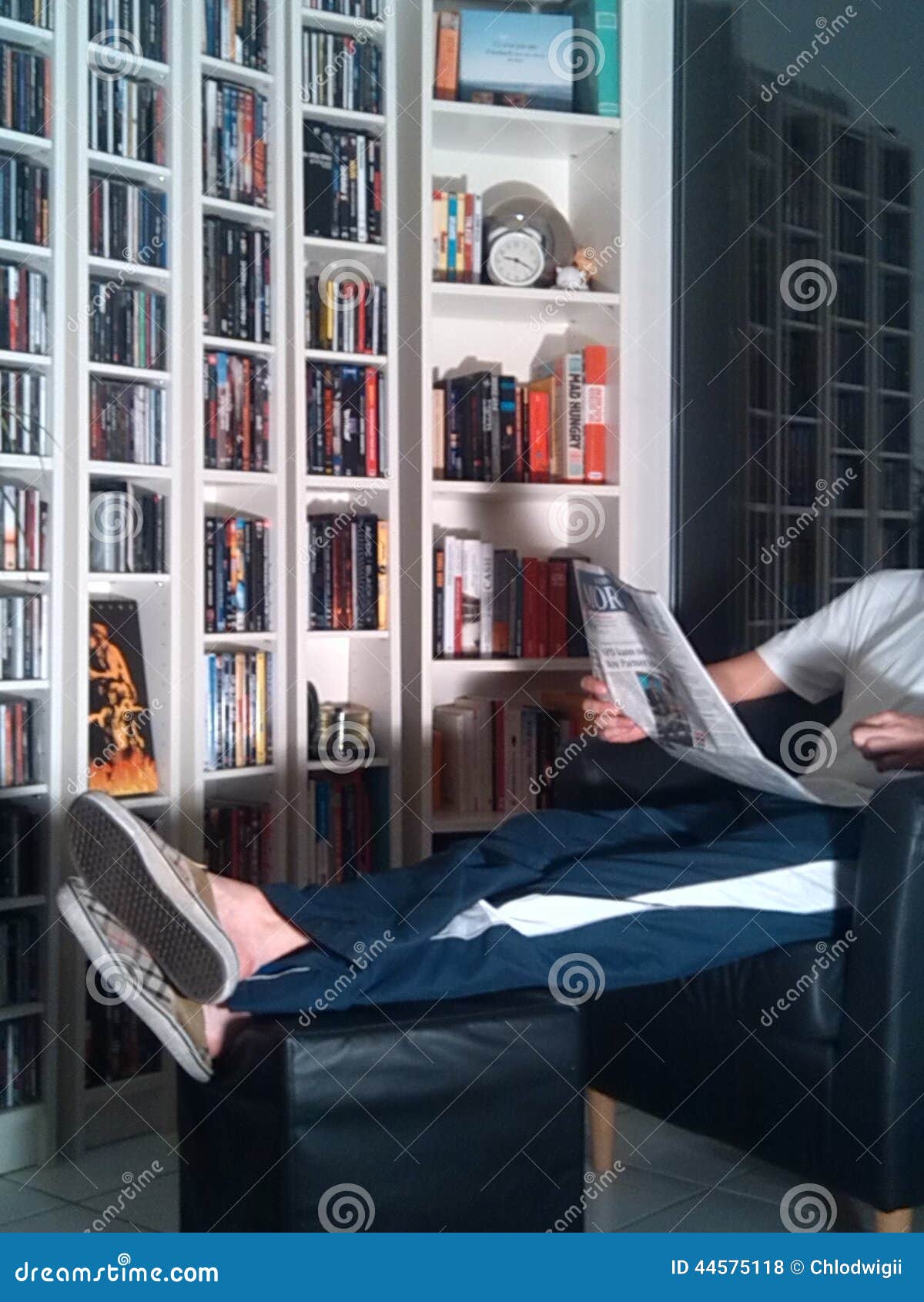 Reading the Newspaper at Home Editorial Stock Photo - Image of relaxing ...