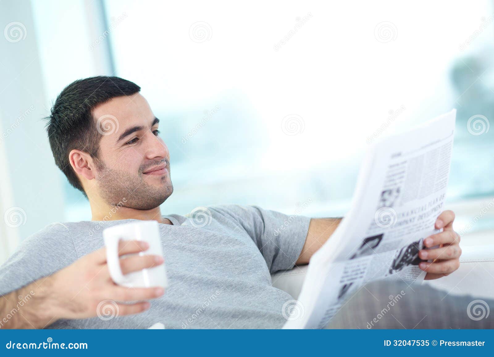 Reading newspaper stock image. Image of attractive, handsome - 32047535