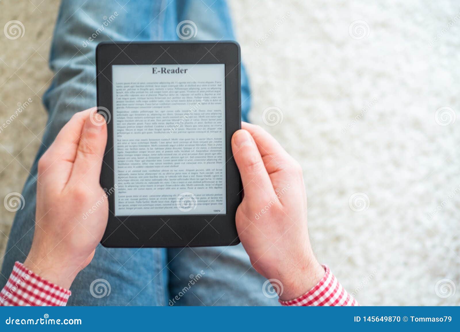 Reading a Novel on Ebook Reader at Home Stock Photo - Image of holding ...