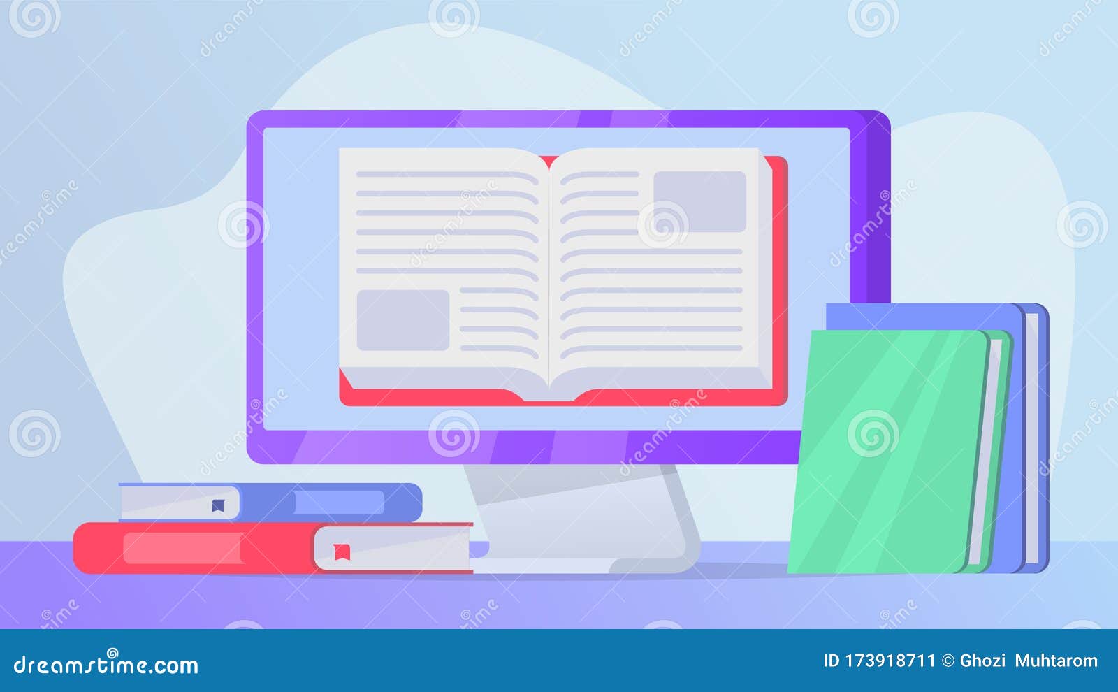 Reading Online Books Concept with Open Book on Computer Laptop Screen ...