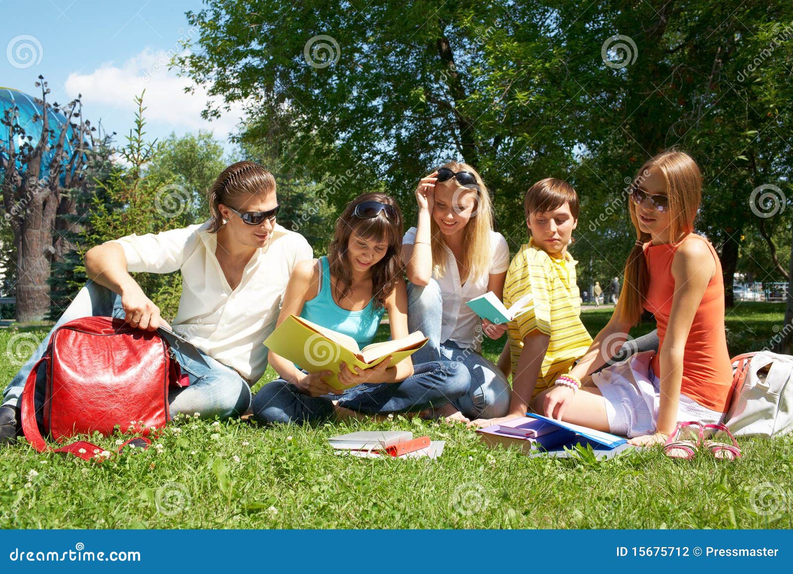 Reading outside stock photo. Image of occupation, girlfriend - 15675712