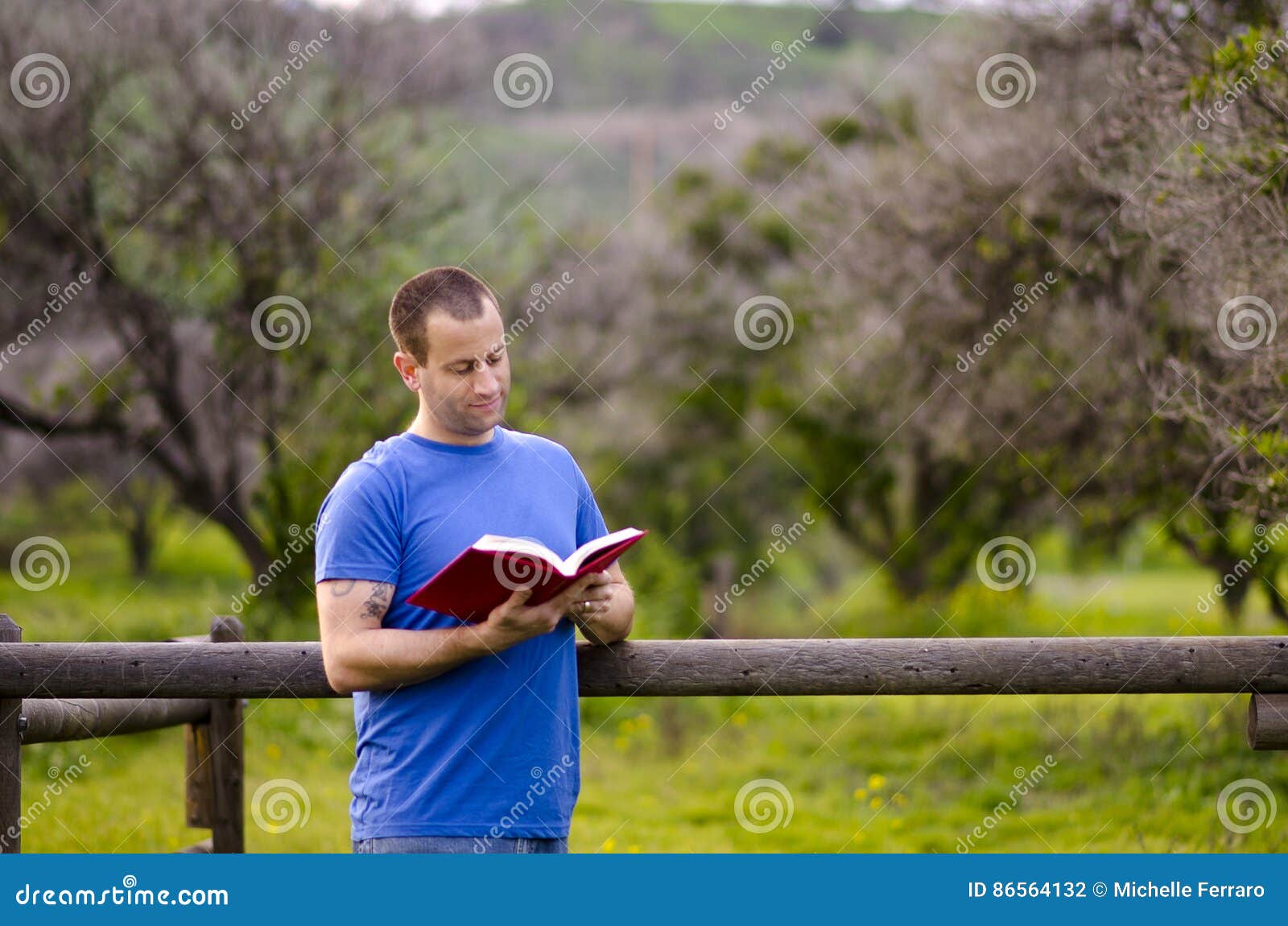 Reading outside in nature. stock photo. Image of blue - 86564132