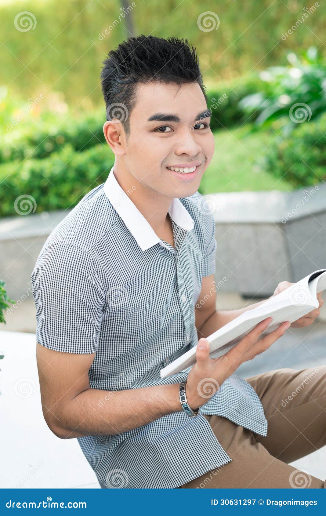 Reading outside stock image. Image of college, cheerful - 30631297