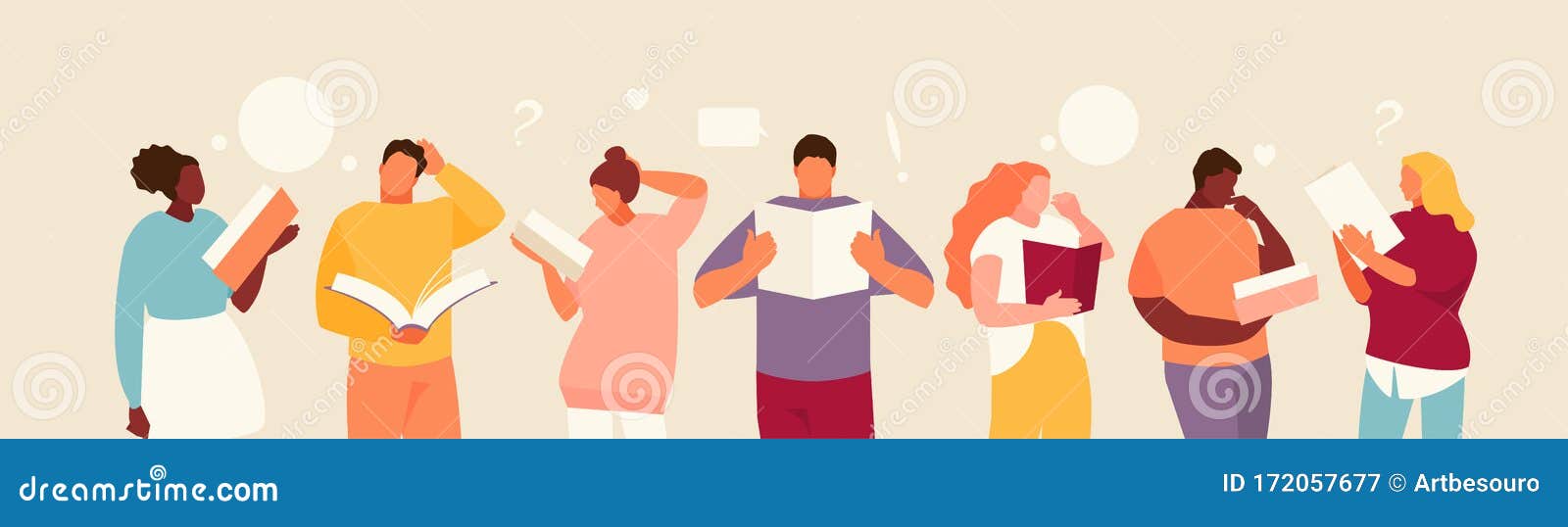 Reading People Group Vector Stock Vector - Illustration of leisure ...