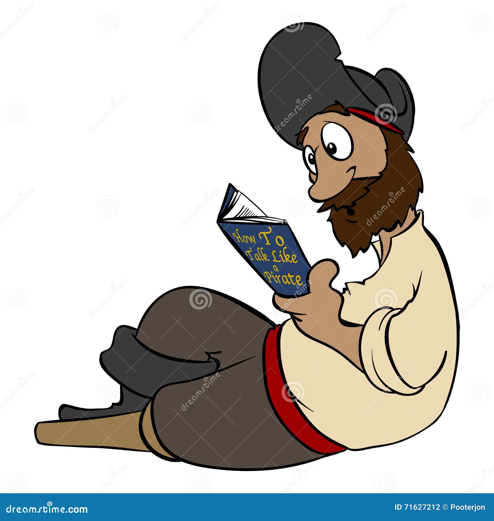 Pirate Reading Treasure Map Vector Illustration | CartoonDealer.com ...