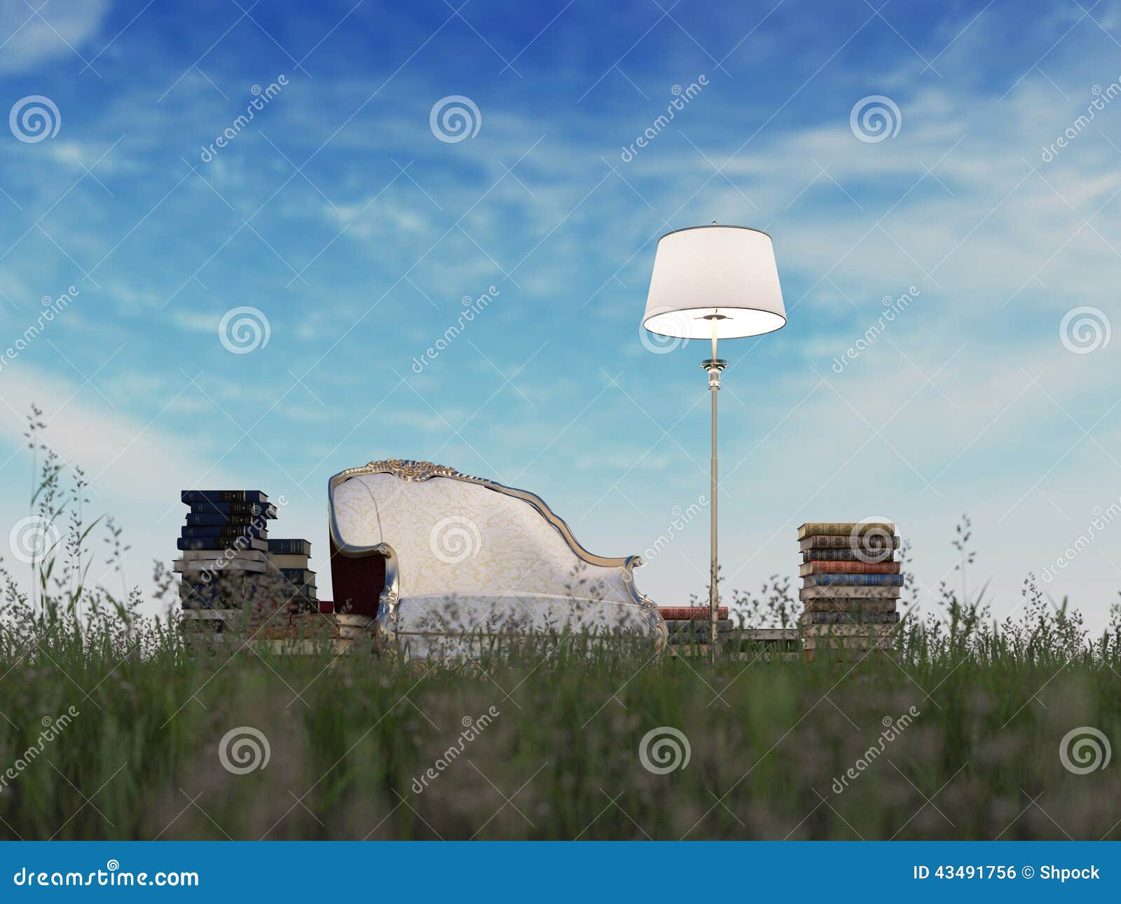 Reading place in the field stock illustration. Illustration of heaven ...