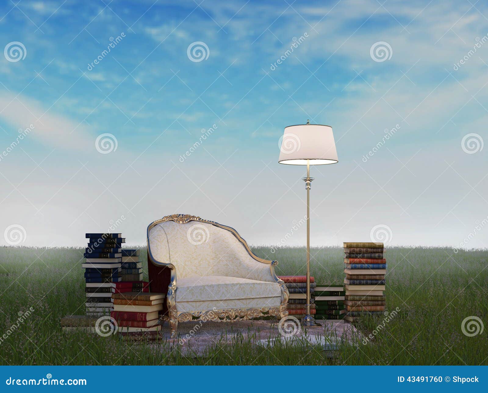 Reading place in the field stock illustration. Illustration of library ...