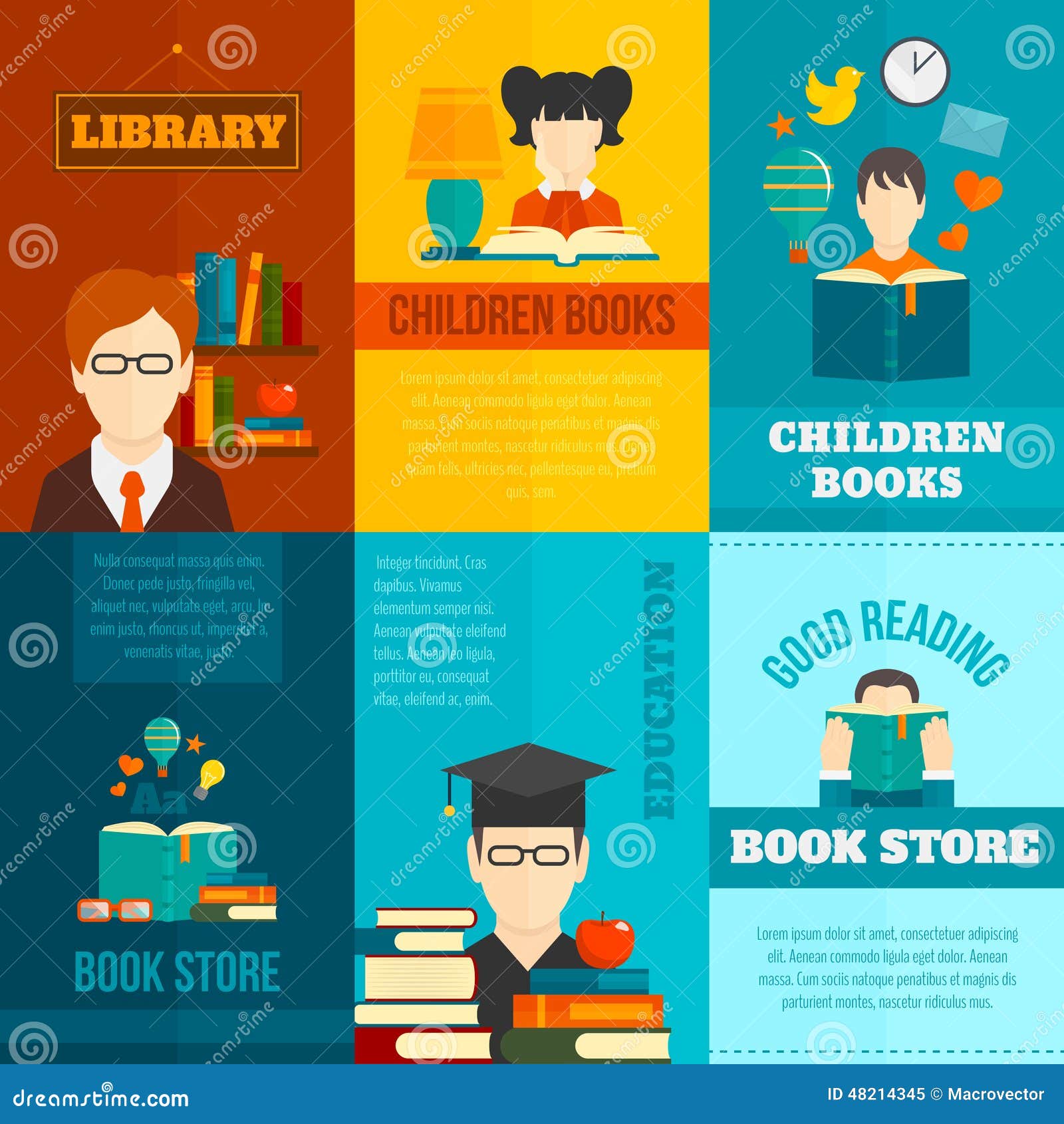Reading Poster Set stock vector. Illustration of cover - 48214345