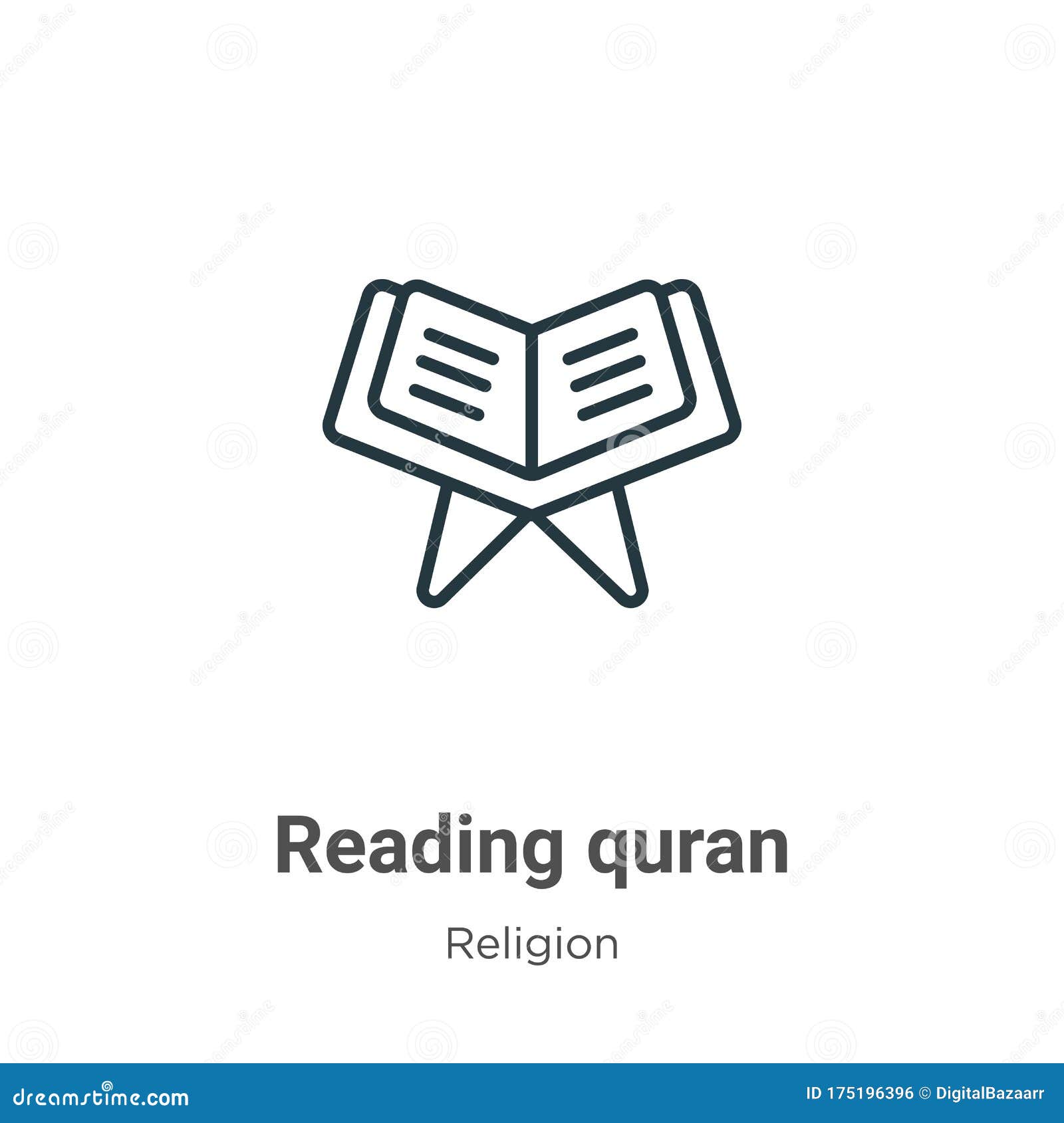Outline Quran Rehal Vector Icon. Isolated Black Simple Line Element ...
