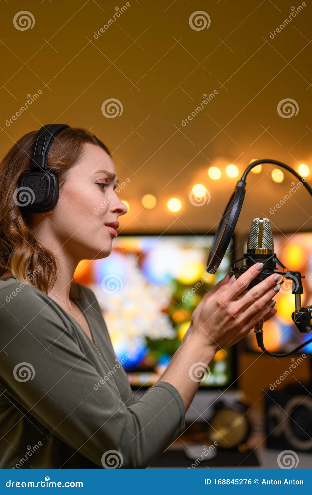 Reading a Radio Host or Blogger Text in a Home Studio into a Microphone ...