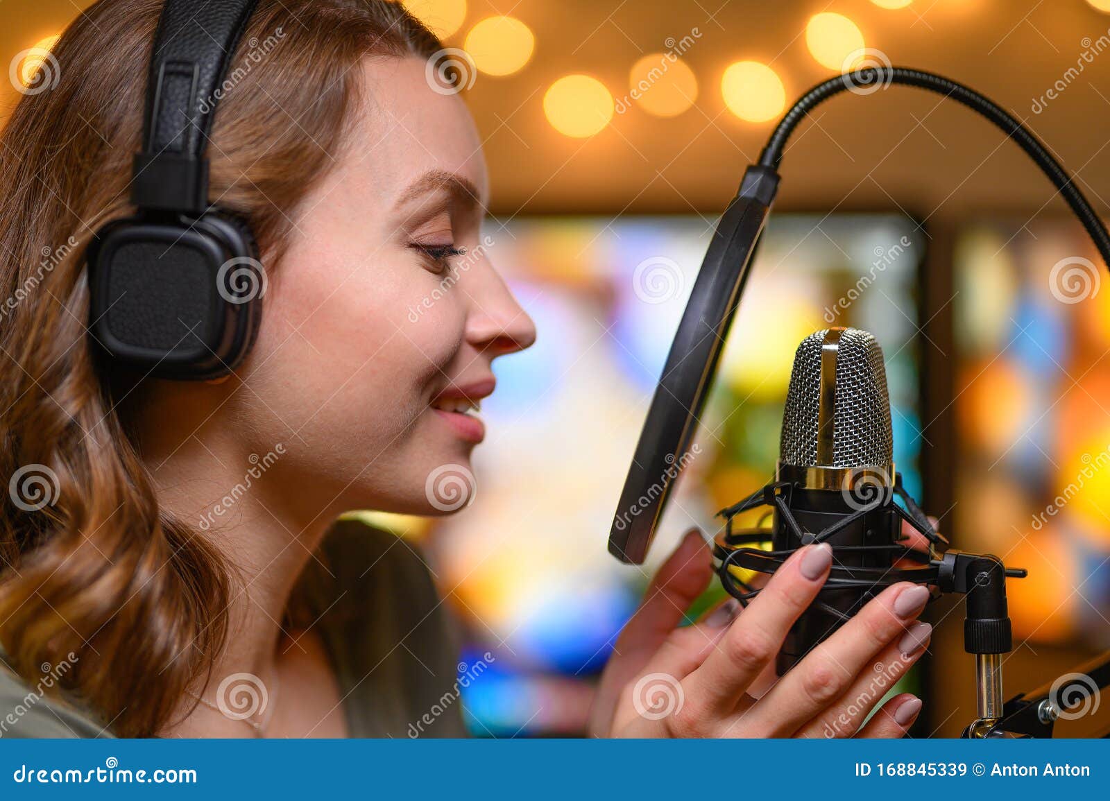 Reading a Radio Host or Blogger Text in a Home Studio into a Microphone ...