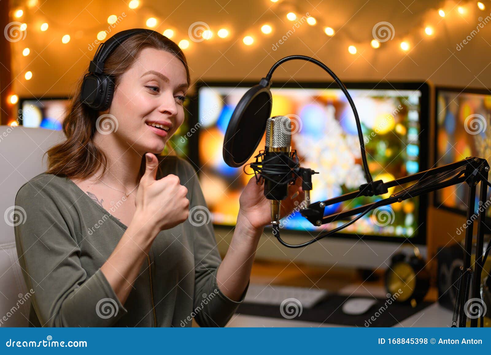 Reading a Radio Host or Blogger Text in a Home Studio into a Microphone ...