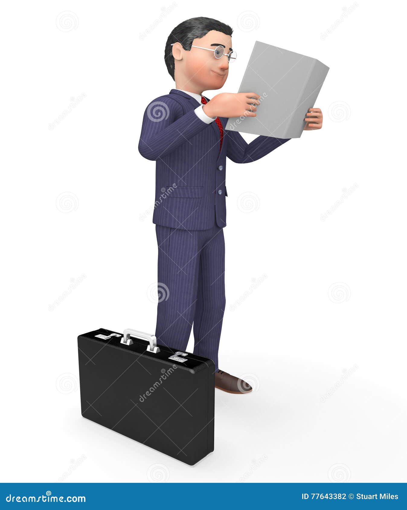 Reading Report Indicates Business Person and Books 3d Rendering Stock ...