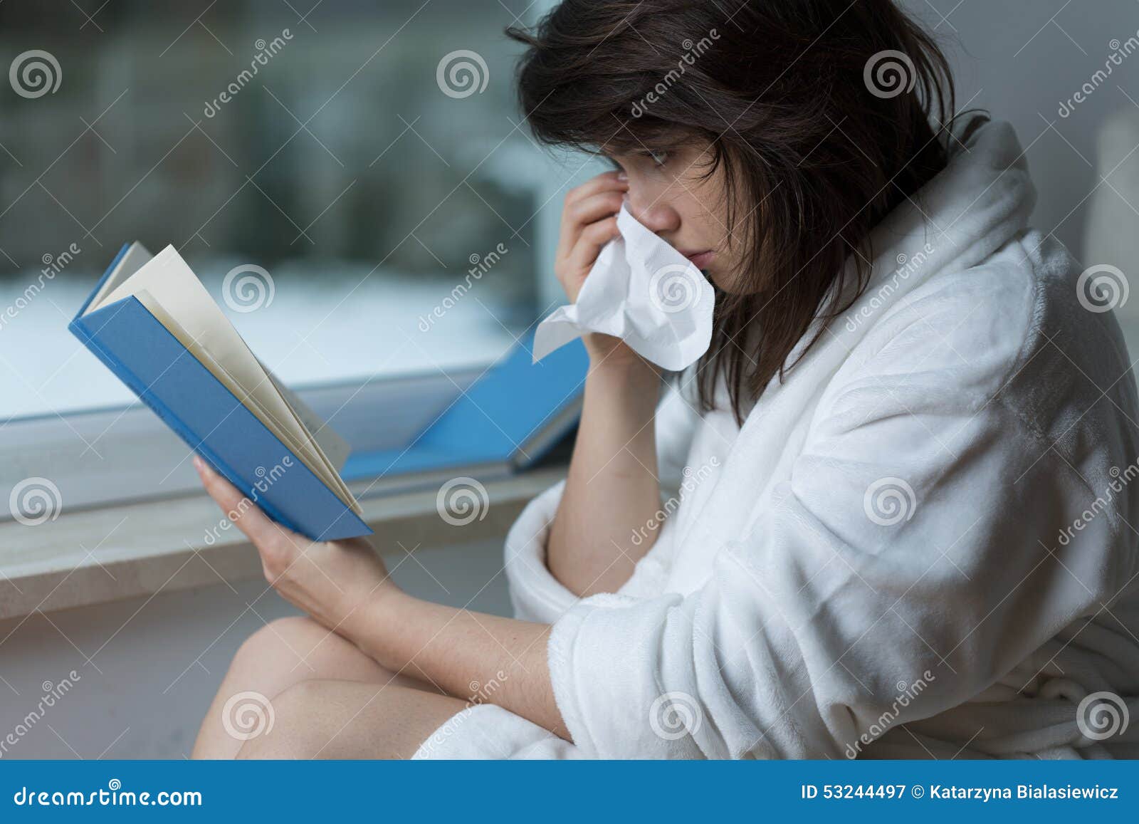 Reading the Romance and Crying Stock Image - Image of novel, book: 53244497