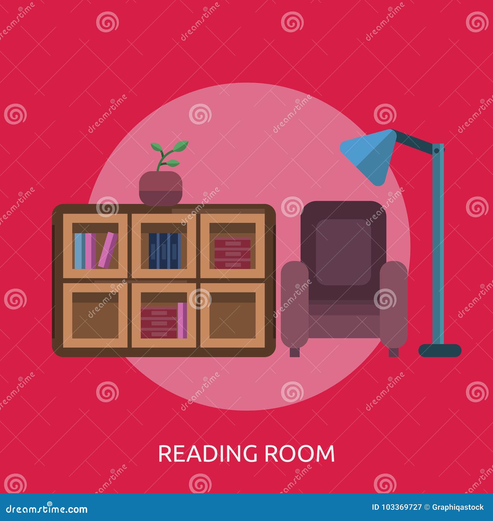 Reading Room Conceptual Design Stock Vector - Illustration of study ...
