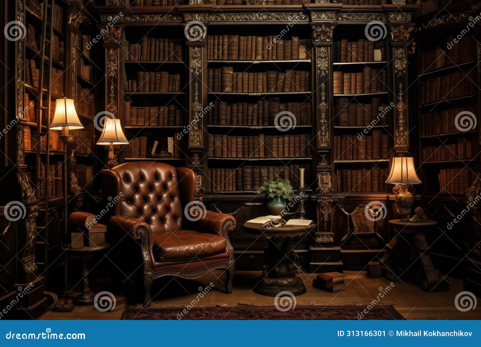 Reading Room in Old Library Interior Stock Image - Image of furniture ...