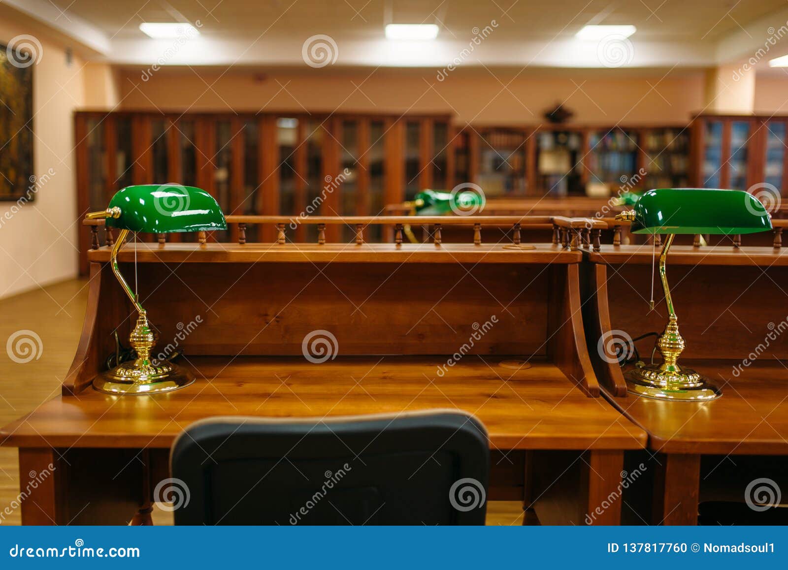 Reading Room, Rows of Table in University Library Stock Photo - Image ...