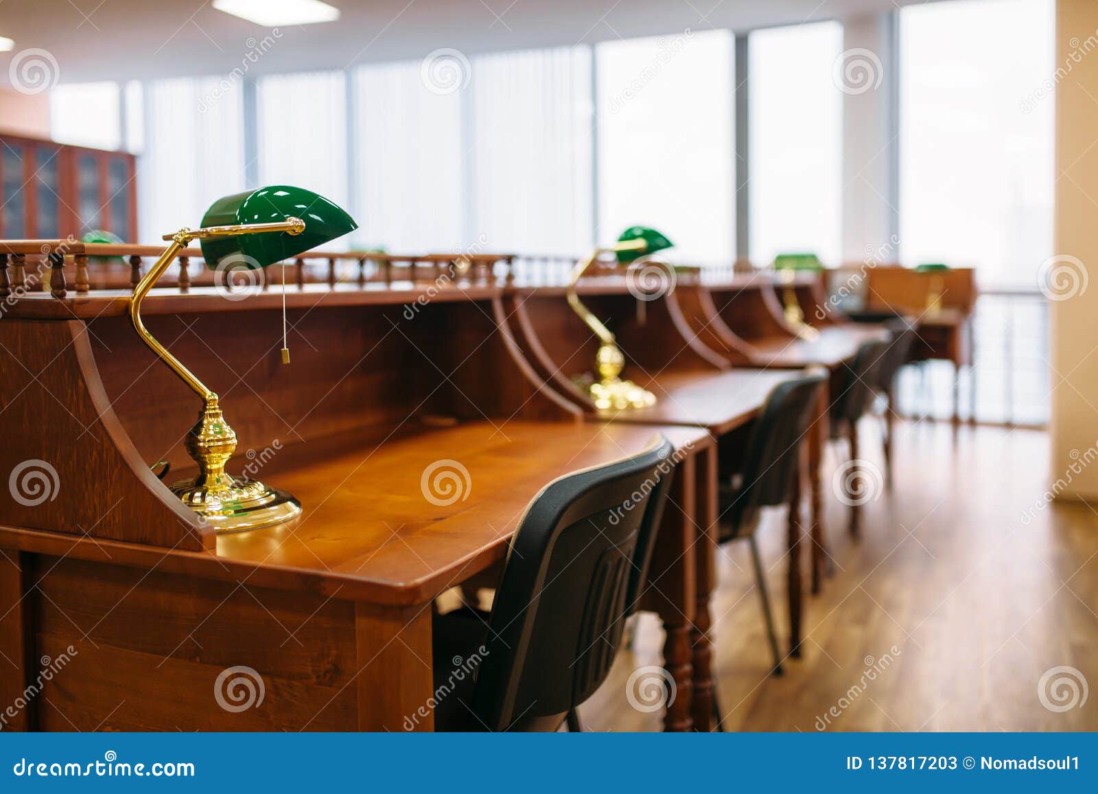 Reading Room, Rows of Table in University Library Stock Image - Image ...