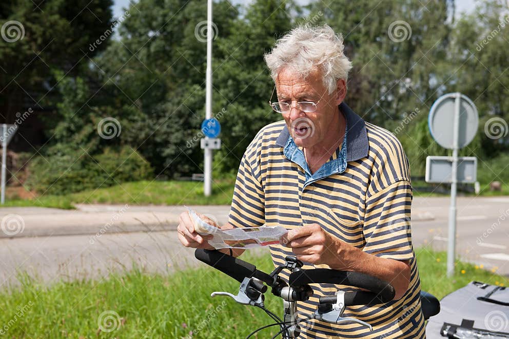 Reading the Route Map by Biker Stock Image - Image of season, card ...