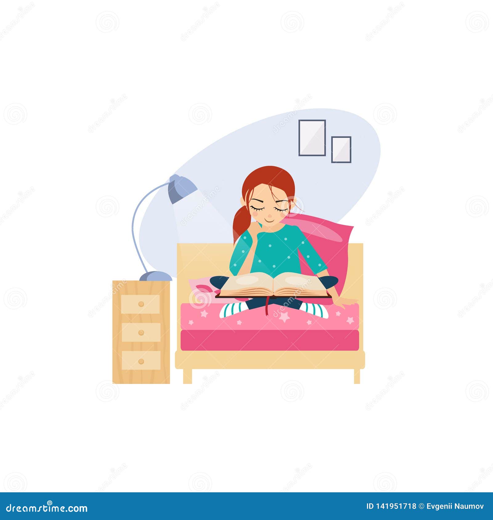Reading. daily Routine Activities of Women. Vector Illustration Stock ...
