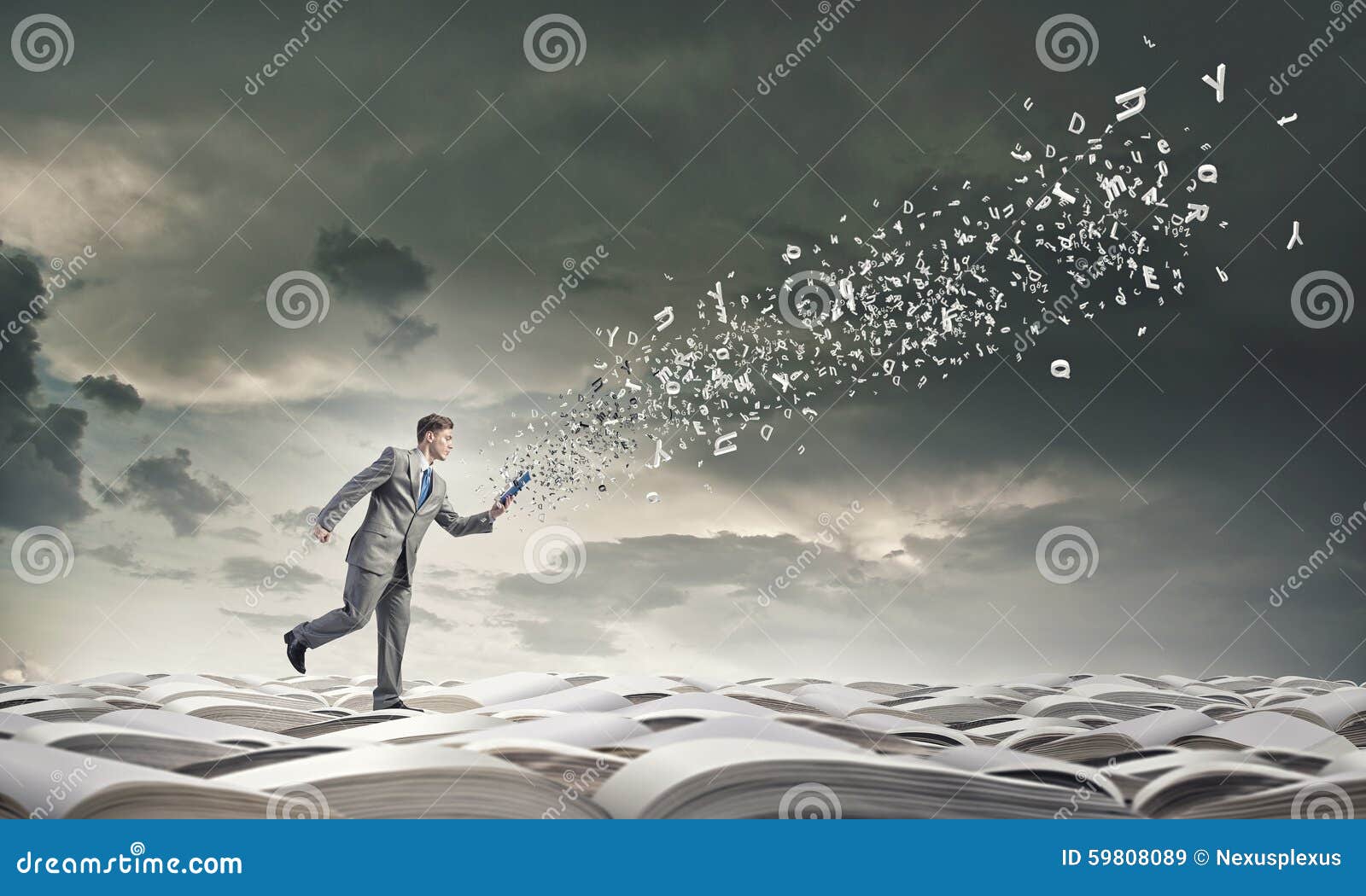 Reading on the run stock image. Image of hurry, handsome - 59808089