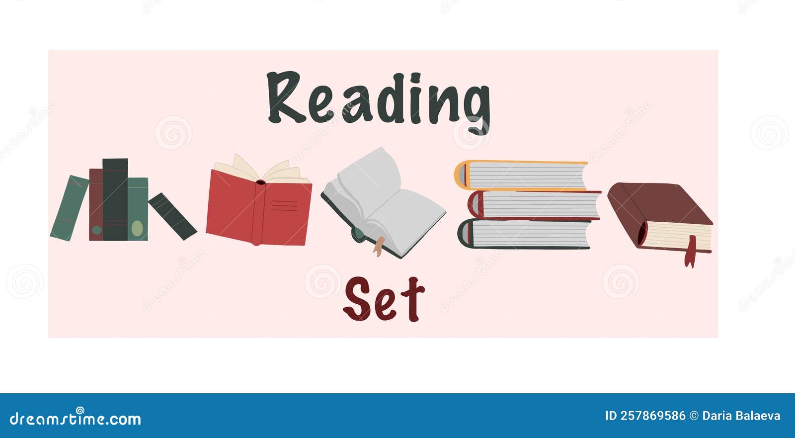 Reading Set of Books in Different Ways Stock Illustration ...